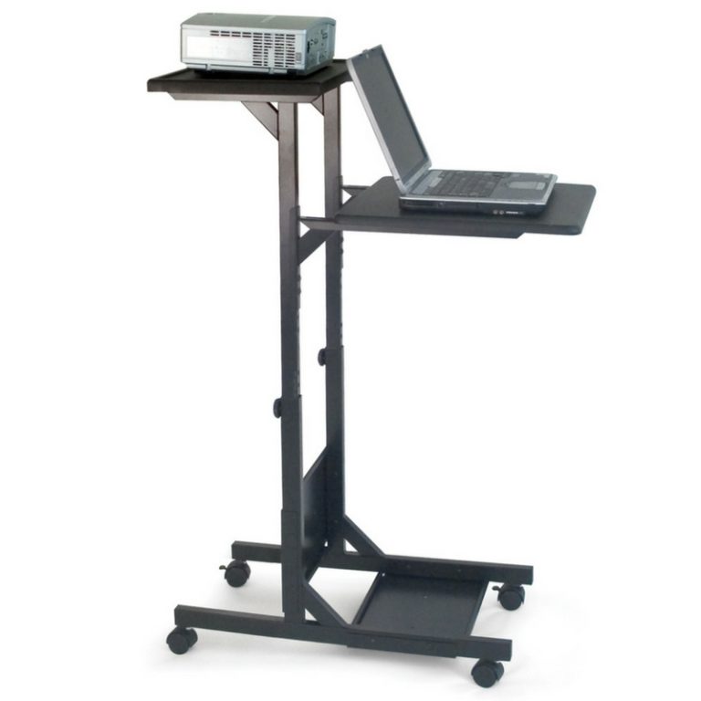 Projector Trolley Stand Hire Auckland - Adjustable Height - w/ Laptop Tray